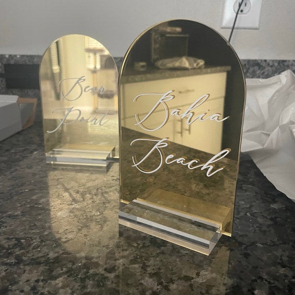 Arch Mirror Acrylic Table Numbers | Arch Table Signs | Wedding Acrylic ...