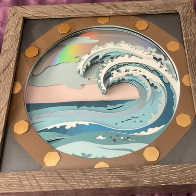 Ocean Waves SVG Shadow Box Template, 3D SVG Shadowbox, DIY Beach House ...
