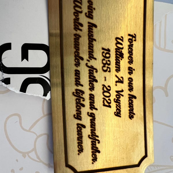 Engraved Name Plate Personalized Memorial Plaques for Doors Urns Solid ...
