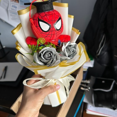 Yellow Pikachu Inspired Crochet Sunflower Graduation Flower Bouquet ...