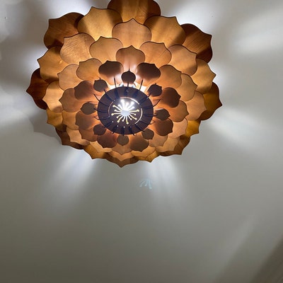Wood Flower Ceiling Light DAISY Pendant Light Fixture Wood - Etsy