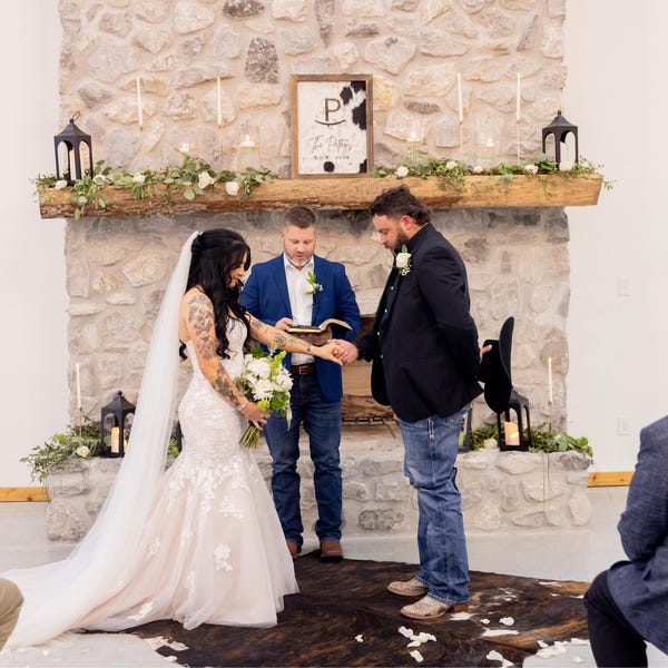 Genuine Cowhide Wedding Ceremony Branding Sign , Personalized Family ...