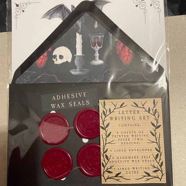 Vampire Letter Writing Set With Wax Seals | Stationery Set, Goth ...