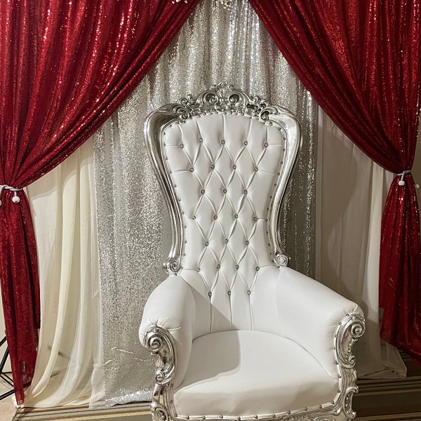 Silver Trim Tufted Throne Chair: Beechwood Occasion Seating - Etsy