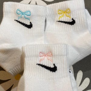 Embroidered Blue Bow Ankle Socks, Dainty Coquette Socks - Etsy