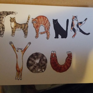 Cats thank You Greeting Card A6 - Etsy