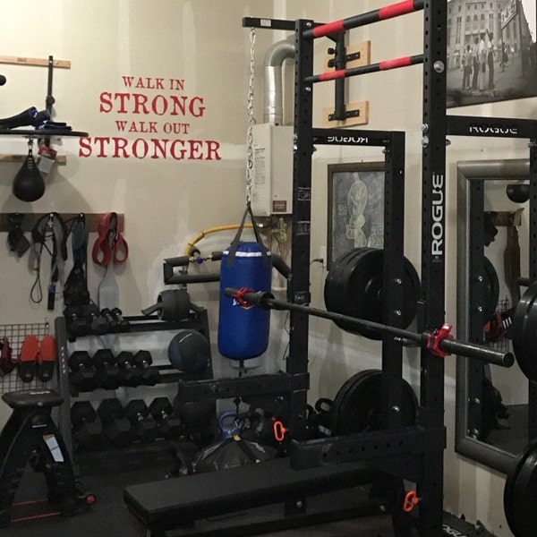 Walk in Strong Walk Out Stronger - Wall Decal - Workout Decal - Gym ...
