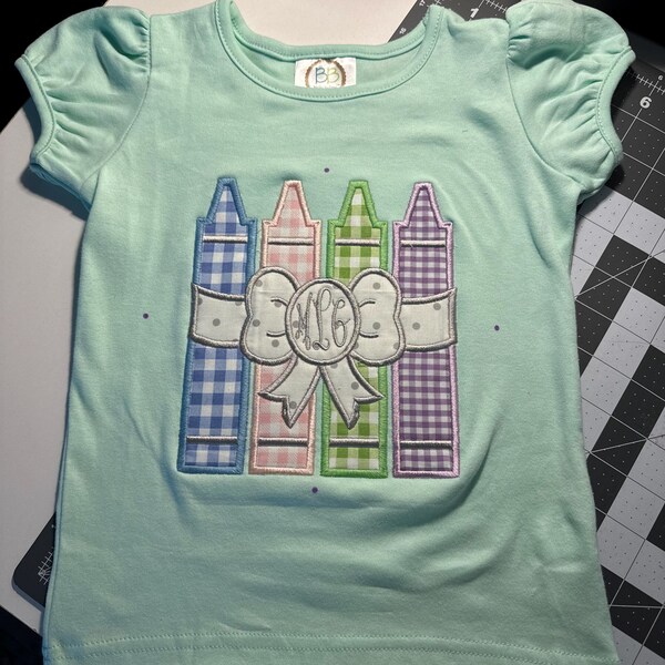 Crayons With Bow Digital Machine Embroidery Applique Design 4 Sizes - Etsy