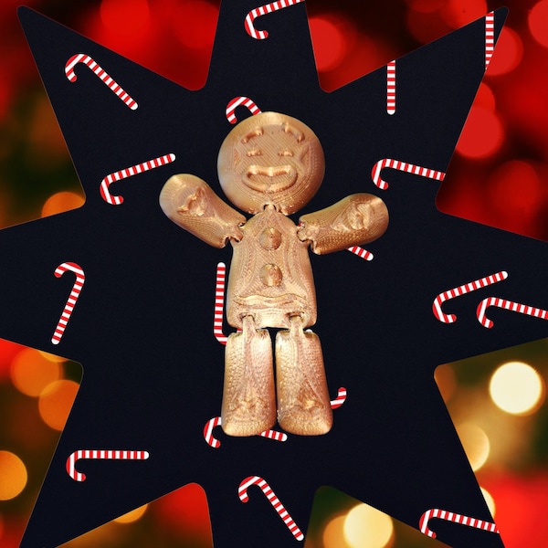 Flexi Print-in-place GINGERBREAD ORNAMENT STL for 3D Printing - Etsy