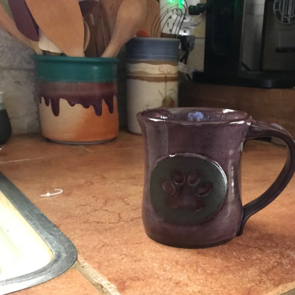 Paw Print Pottery Mug: Handmade Dog or Cat Lover Gift **made to Order ...