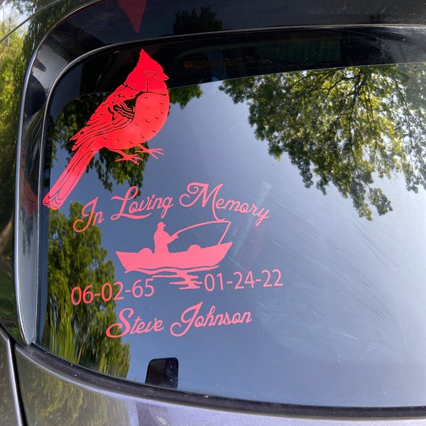 In Loving Memory Fisherman in Boat Vinyl Decal Name Dates Custom ...
