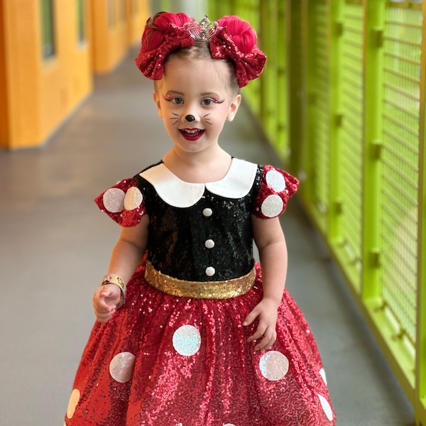 Red Minnie Dress. Baby Girl Dress. Minnie Mouse Birthday Dress. Red ...