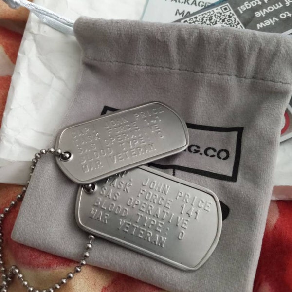 Captain JOHN PRICE Military Dog Tag Set US Cosplay Stainless Steel ...