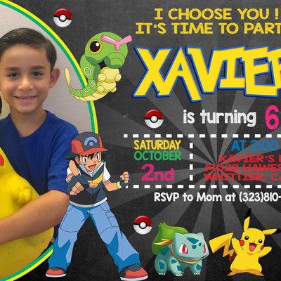 Pokemon Invitation, Personalized Invitation 5x7 or 4x6 - Etsy
