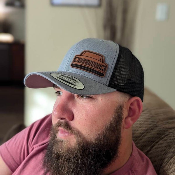 Vintage Chevrolet Squarebody Frontend Snapback Truck Hat | Custom Laser Engraved Leatherette ...