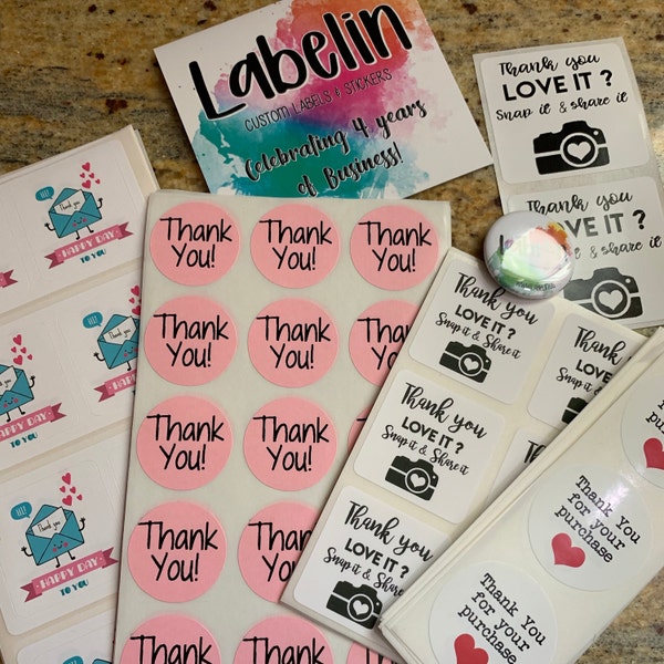 Thank You for Your Purchase Stickers Heart, Thank You Sticker, Thank ...
