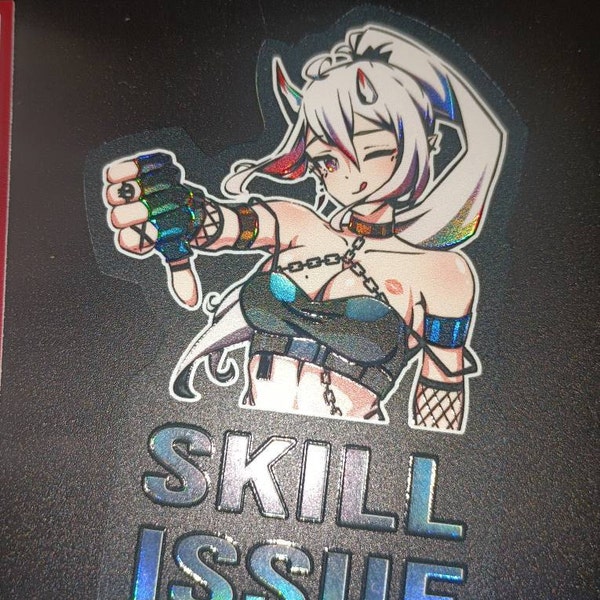 Skill Issue. Demon Waifu Sticker - Holographic Vinyl Sticker Edition ...
