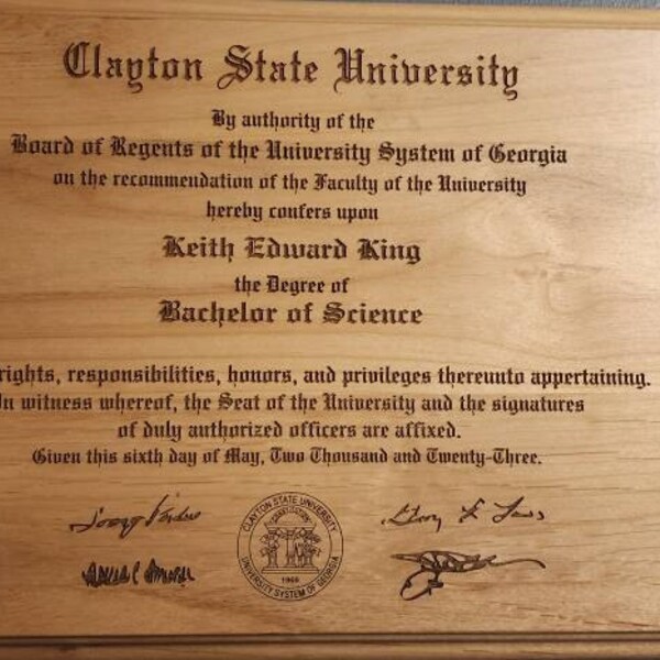 Laser Engraved Diploma Certificate, Graduation Gift, Custom Engraved ...