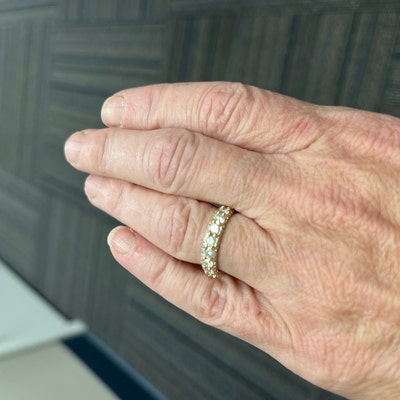 3 MM Round Diamond Eternity Band, Lab Created Diamond Wedding Band ...