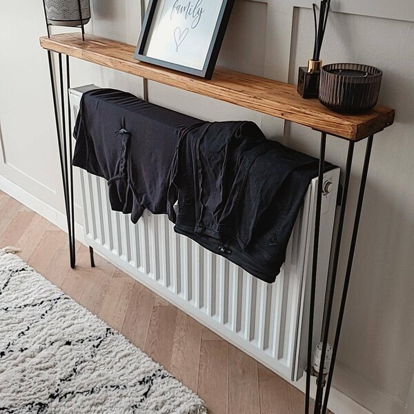 Rustic Radiator Cover With Hairpin Legs | Radiator Shelf - Etsy UK