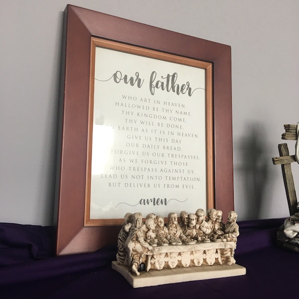 Prayer Print Set. Our Father, Hail Mary, Glory Be and Angel of God Art ...