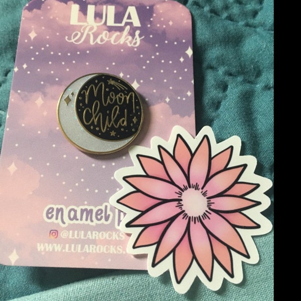 Moon Child Enamel Pin, Moon Child, Moon Phase, Hard Enamel, Glitter ...