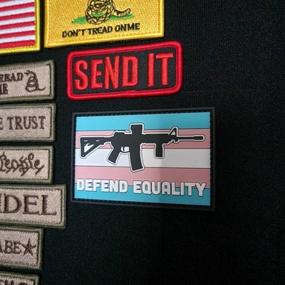 AR-15 Defend Equality Trans Pride Flag and Rifle PVC Patch With Hook ...