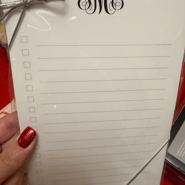 Personalized Monogram Notepad Stationery Desk Pad Elegant Custom ...