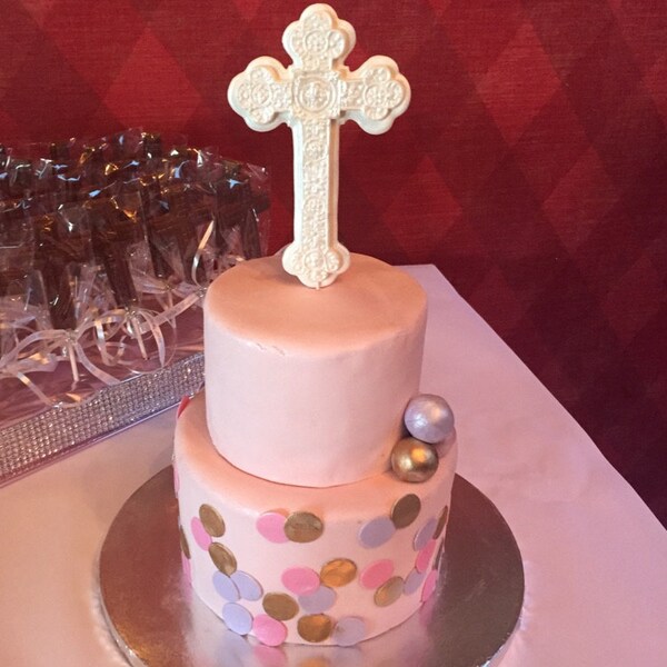 Cross Cake Topper Standing Cross Cake Topper Christening White Edible ...