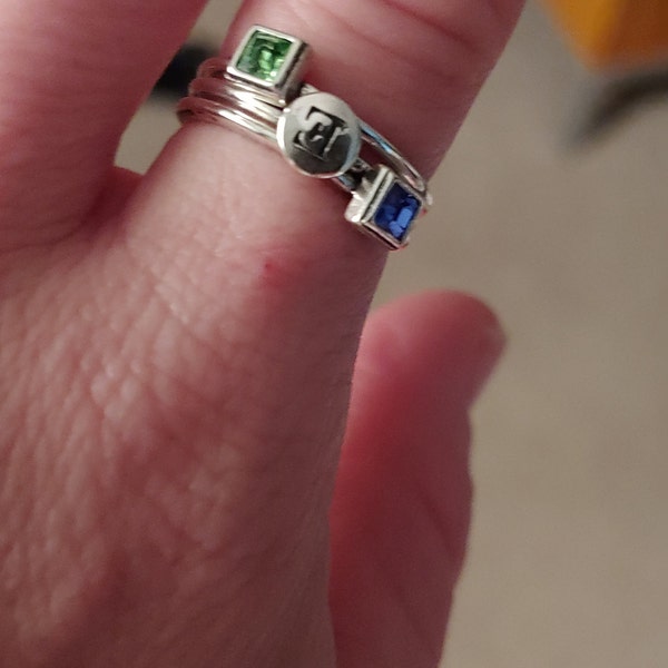 Stacking Birthstone Rings | Stackable Initial Rings | Stack Ring Set | Stackable Rings | Stack ...