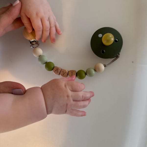 Personalized Pacifier Clip and Rattle Set|custom Baby Shower Gift ...