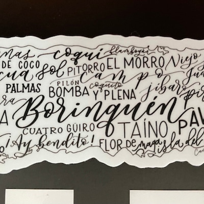 Puerto Rico Map Sticker Hand Lettered Map Art Sticker Modern - Etsy