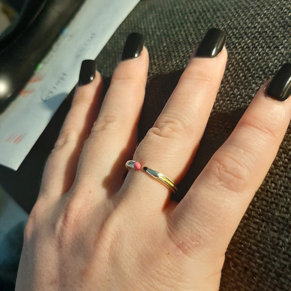 Pencil Ring Yellow and Silver - Etsy