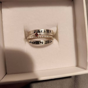 Class Ring Set, Sterling Silver Modern Class Rings, Personalized ...