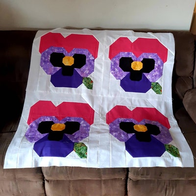 Pansy Flower Spring Garden Quilt Block Pattern PDF Includes ...