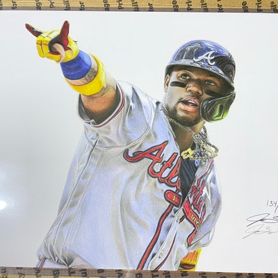 Chipper Jones Colored Pencil Card Sized Drawing 3 1/2x 2 1/2 - Etsy