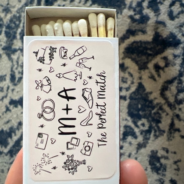 Custom Match Boxes, Wedding Matches, Bridal Shower Favors, Party Favor ...