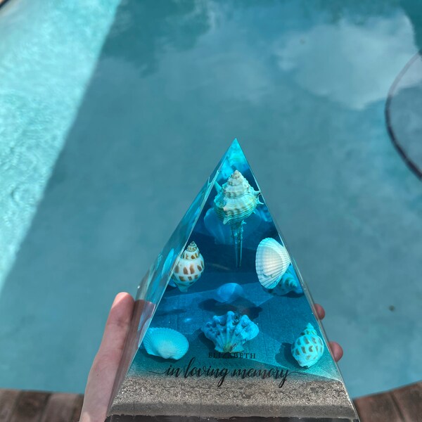 Custom Memorial Pyramid, Custom Cremation Ash Resin Pyramid, Cremation ...
