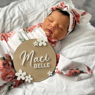 Wooden Birth Plaque New Baby Birth Announcement Baby Name Plaque Baby ...