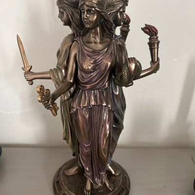 Triple Moon Goddess Maiden Mother and Crone Cold Cast Resin Bronze ...
