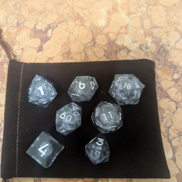 Green and Black Dnd Dice Set for Role Playing Games Resin Dice Sharp ...