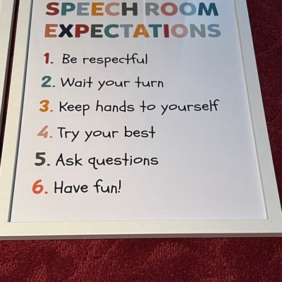 Speech Room Expectations, Speech Classroom Rules, Speech Therapy Poster ...
