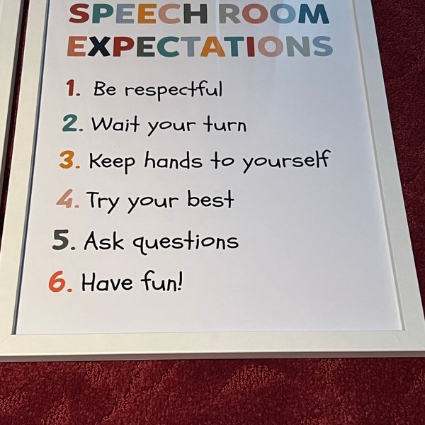 Speech Room Expectations, Speech Classroom Rules, Speech Therapy Poster ...