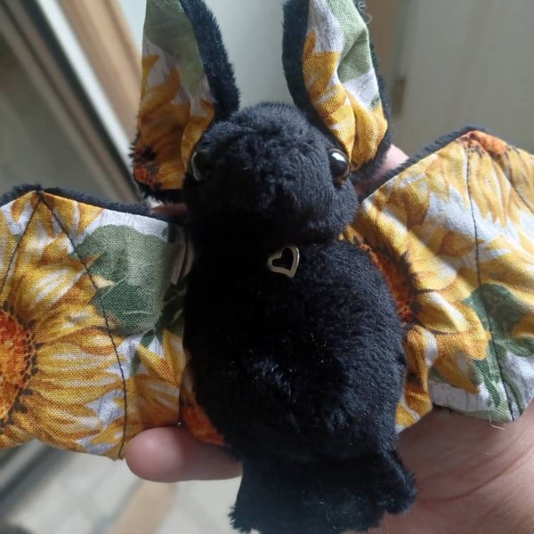 Black Sunflower Bat Plush, Stuffed Animal, Softie - Etsy