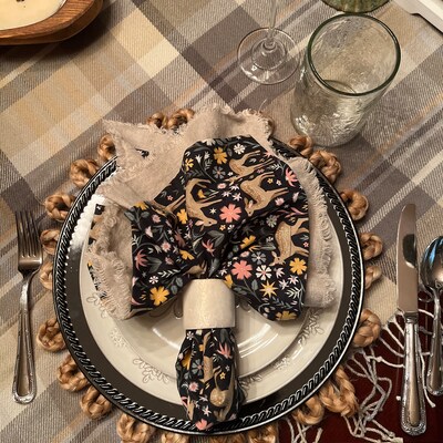 Cloth Napkins Sets of 4 Dapper Foxes Gray Orange Black - Etsy