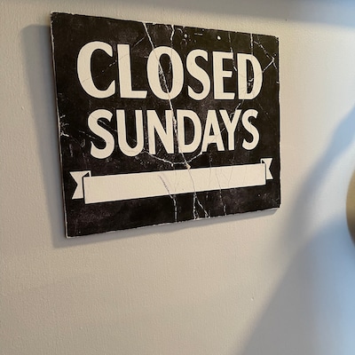 Vintage CLOSED SUNDAYS Wood Sign Farmhouse Decor Wall Art Print Antique ...