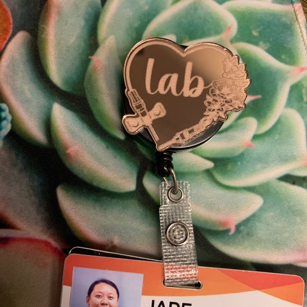 Lab Badge Reel, Phlebotomy Badge Reel, Laboratory Badge, Rose Gold ...