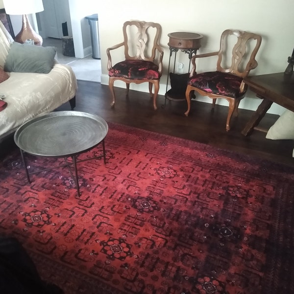 Red Afghan Rug, 6x9 Area Rug, Rustic Decor, Bold Red Rug, 5x8 Rugs ...