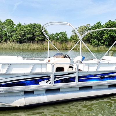 Blue Pontoon Boat Wrap Graphic Decal Kit Many Sizes and Colors Full ...