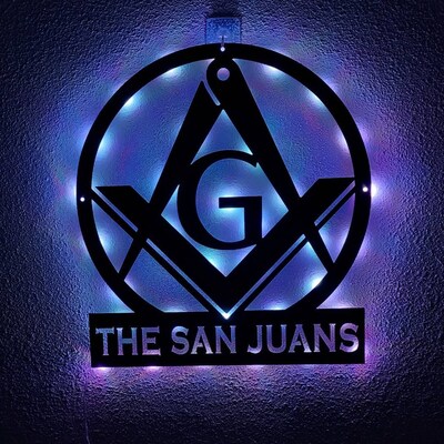 Masonic Monogram Metal Wall Art LED Lights, Custom Masonic Metal Sign ...